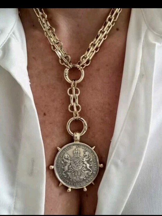 Boutique | Jewelry | Gold Plated Chain Lariat Necklace With Lion Coin ...